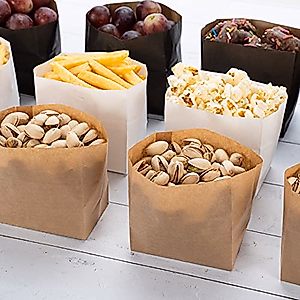 Restaurantware Bag Tek 3.9 x 2.3 x 3.8 Inch Paper Bags For Snacks 100 Small Paper Bags For Foods - Disposable Sustainable Kraft Paper Snack Bags Microwavable Freezable