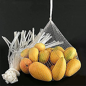 100pz 24in Plastic Mesh Produce Bags Reusable Nylon Net Bag Grocery Washable Mesh Net Produce Net Storage Toys Fruits Vegetables Collection Clear Seafood Bags (White)