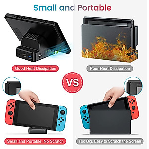 Switch Dock for Nintendo Switch/Switch OLED (Nintendo Switch Docking Station for TV & Charging Dock) Portable Nintendo Switch Dock TV Adapter Stand (4K HDMI 3.0) – Super Small (Black/No Cables)