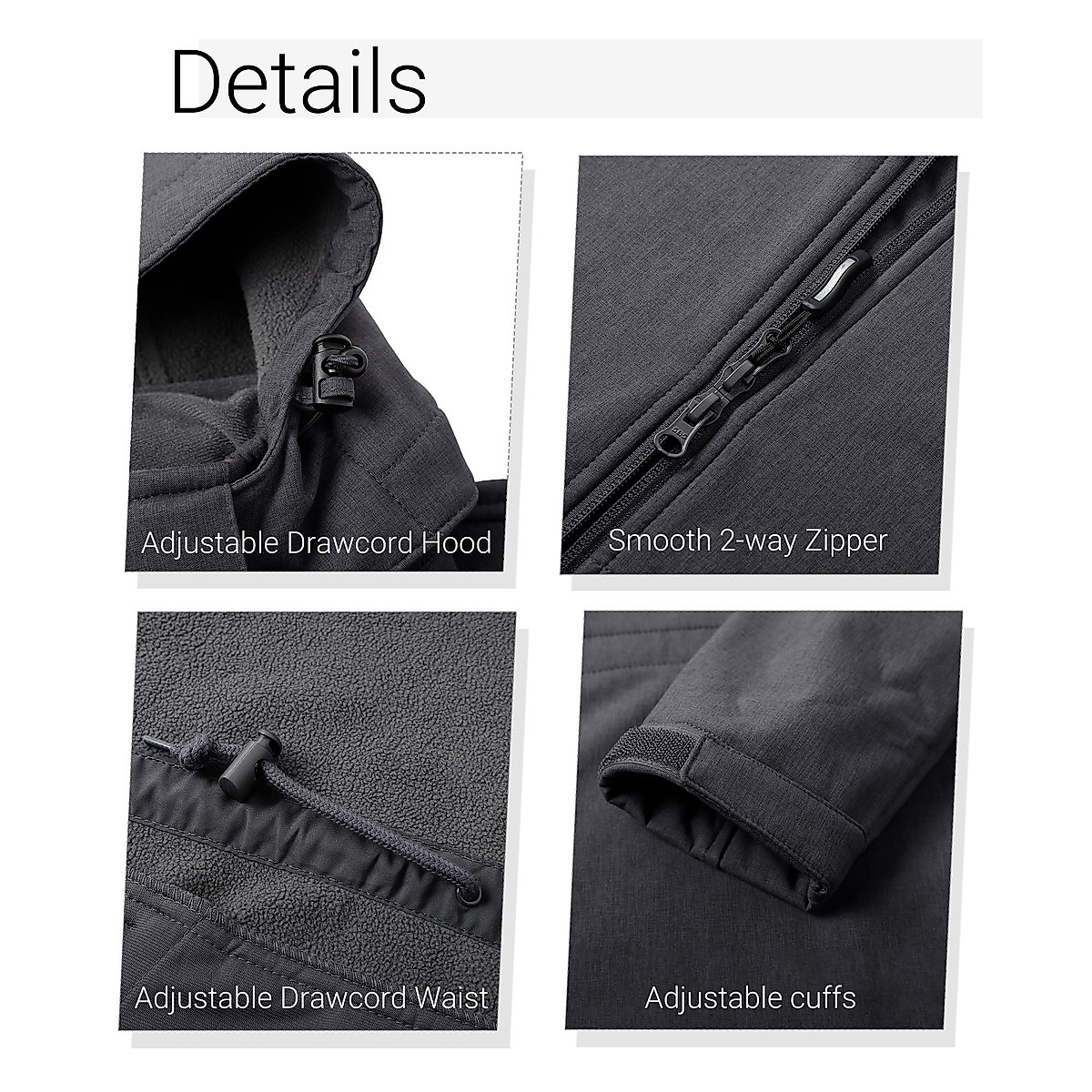 Outdoor Ventures Women's Softshell Jacket with Removable Hood Fleece Lined Windbreaker Insulated Long Warm Rain Jacket