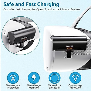 WUKUR 4800mAh Battery Pack Compatible with Oculus/Meta Quest 2 and Quest, Elite Strap, Portable Power Bank for Oculus Quest 2 Accessories