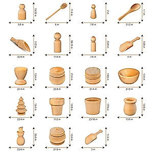 30 Piece - USA Made - Sensory Bin Tools - Sensory Bins - Wooden Sensory Bin Tools - Sensory Bin Toys - Sensory Tools - Toddler Sensory Bin - Learning Scooper -Montessori Toys for Toddler