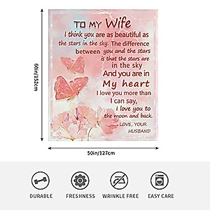CHUSHYAR Mothers Day Birthday Gifts for Wife,Gifts for Wife for Her,Wife Gifts from Husband,Best Wife Gifts, Fuzzy& Soft Wife Throw Blanket 60" x 50"