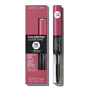Revlon Liquid Lipstick with Clear Lip Gloss, ColorStay Overtime Lipcolor, Dual Ended with Vitamin E, 005 Infinite Raspberry, 0.07 Fl Oz