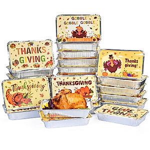 Thanksgiving Leftover Containers with Lids - 42 PCS Thanksgiving Foil Take Home Containers Party Supplies, Disposable To Go Food Containers for Treat Exchange & Party Leftovers, 8.2”x5.5”x1.97"