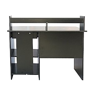 DESIGNSCAPE3D Modern E1 15MM Chipboard Computer Desk with Keyboard Tray, Drawer, and Shelf - Ideal for Study and Work (Black)