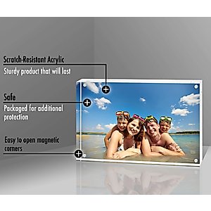 Americanflat 4x6 Acrylic Picture Frame - Double Sided Frames with Magnetic Corners - Transparent Acrylic Frames for Desk or Tabletop Display - 4x6 Picture Frame with Microfiber Cloth Included