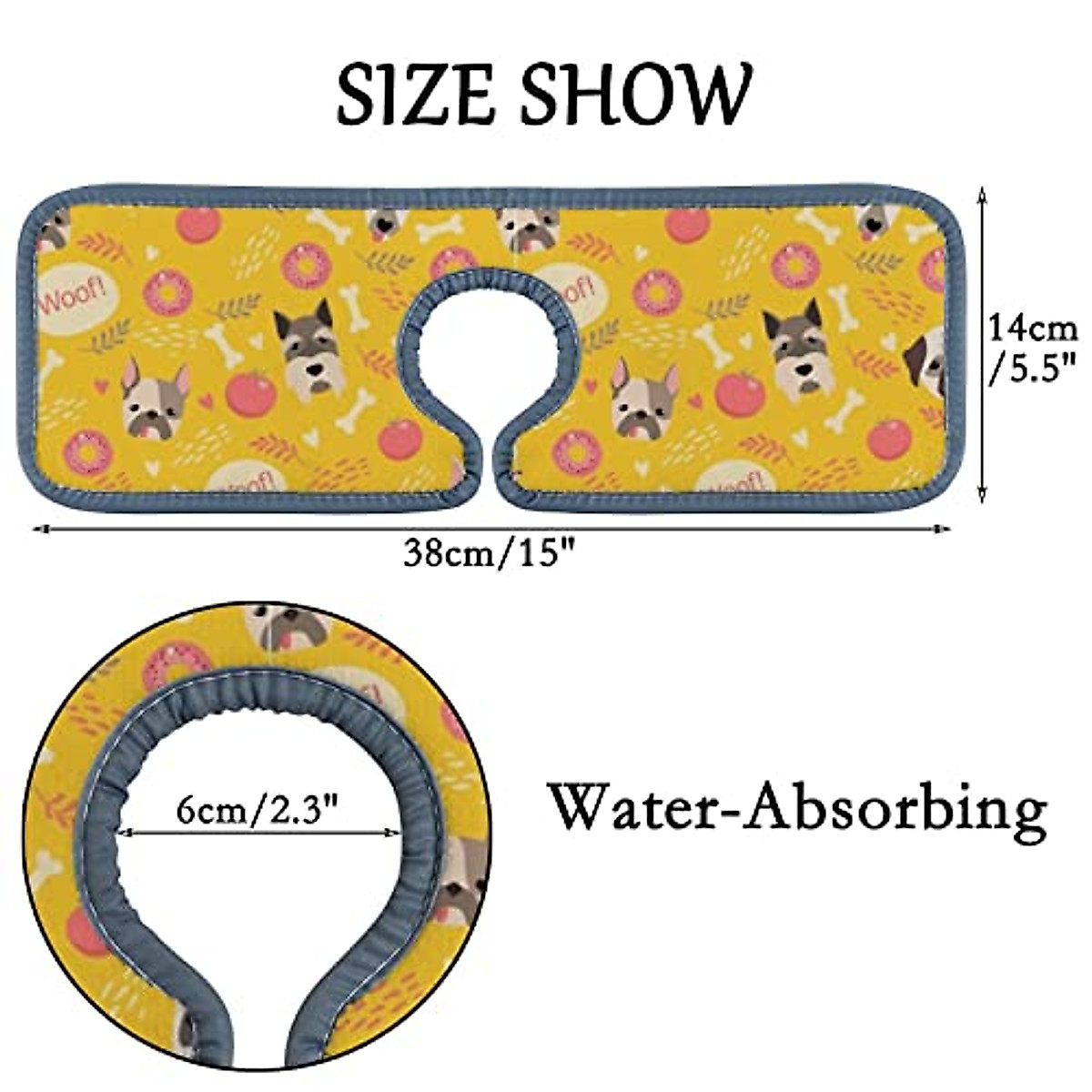 Kitchen Faucet Mats 2 Pieces Cute Dogs Funny Animal Faucet Sink Splash Guard Bathroom Counter and RV,Absorbent Faucet Counter Sink Water Stains Preventer