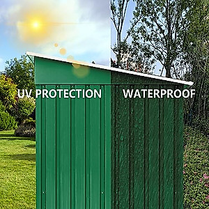 Clevich 6 ×3.5 FT Outdoor Storage Shed, Metal Garden Tool Shed, Outside Sheds w/Sliding Door & Vents, Waterproof Storage Cabinet, Backyard Patio Lawn, for Bike, Pet Room, Utility Room(Dark Green)