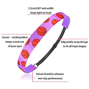 SATINIOR 4 Pieces Girls Non-slip Basketball Headband Adjustable Basketball Hairband Girls Sports Hair Accessories (Black, Purple, Red, White)