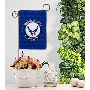 Proud Family Airman Garden Flag - Armed Forces Air Force USAF United State American Military Veteran Retire Official - House Decoration Banner Small Yard Gift Double-Sided Made In USA 13 X 18.5