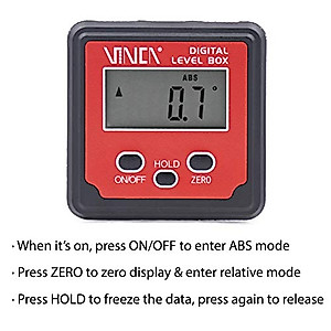 VINCA DLBA-01 Digital Level Box Protractor Angle Finder Gauge Inclinometer with ABS Hold Function Backlight and Magnetic Base