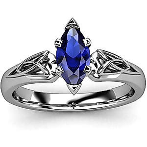 Charming Creation 3.00 Ct Marquise Cut Blue Sapphire Engagement Wedding Band Ring For Women's 14k White Gold Finish (9)
