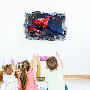Spiderman Wall Decal PVC Material 3D Cartoon Sticker for Kids Room Bedroom Wall Decoration, Spiderman Room Decoration for Boys
