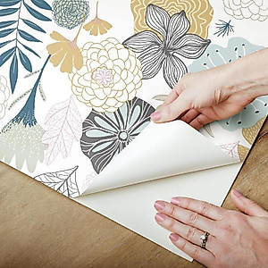 RoomMates RMK11328WP Pink Perennial Blooms Peel and Stick Wallpaper, Roll