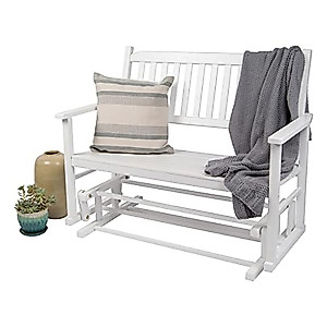 Shine Company 4215WT Torrey Outdoor 2 Person Glider Loveseat | Patio Glider Bench for Indoor/Outdoor – White