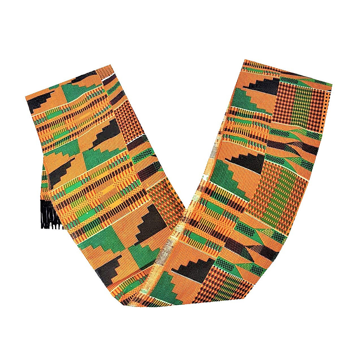 Decora Apparel African Clothes for Men Cotton Scarf, Graduation Stole, African Head Scarf Kente Fabric 5.5X60 Orange GoldP03