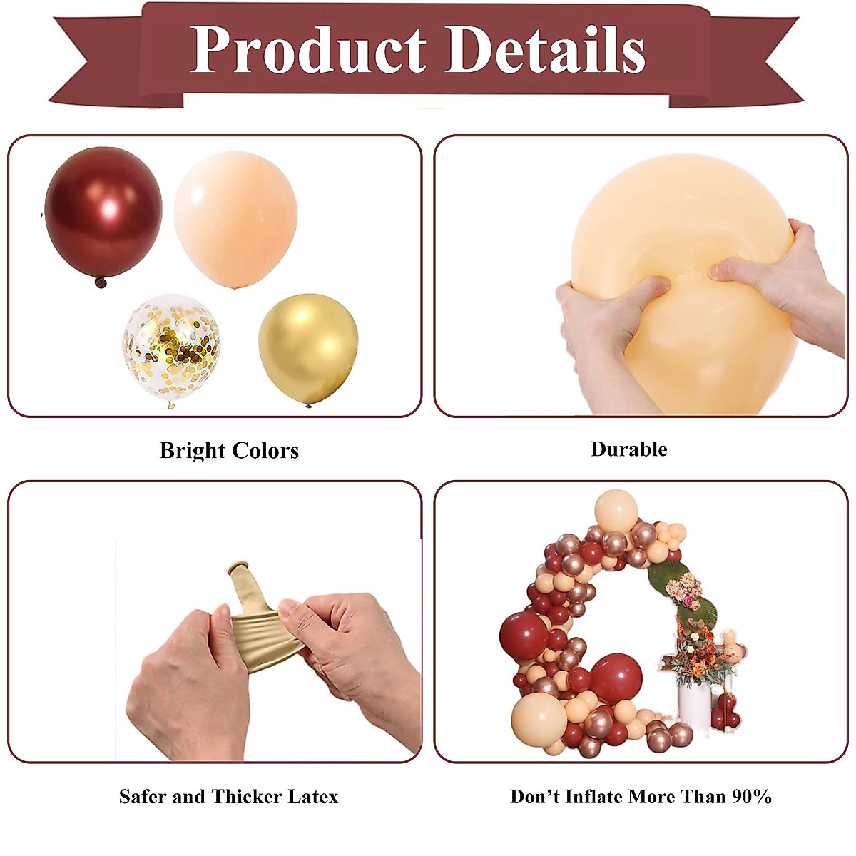 Party Balloons Burgundy Balloon Garland Arch Kit for Women Blush Balloons Gold Confetti Metallic Gold Latex Balloons for Valentines Day Wedding Bachelorette Birthday Bridal Baby Shower Decoration