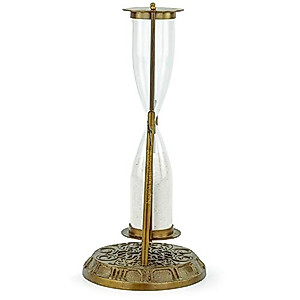 12" Antique Nautical Maritime Sand Timer | Hourglass with Functional Wheel Compass | Nautical Home Decor