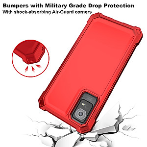 Ailiber Phone Case for TCL ION X/TCL ION V, TCL 40Z T607DL Case with Screen Protector, Dual Layer Structure Protection, Shockproof Corners TPU Bumper, Heavy Duty Protective Cover Case for TCL IONV-Red