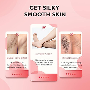 Syncerity Hair Removal Waxing Kit for Sensitive Skin, All-In-One Home Wax Kit with 4 Bags Wax Beads for Hair Removal, Hard Wax Kit for Fine Coarse Body Hair, Brazilian Bikini Face Legs