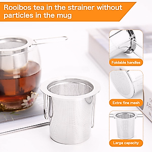 2Pack Tea Strainer, Stainless Steel Tea Infuser Basket Sitting in Mugs, Evmliy Tea Infusers for Loose Tea, Fine Mesh Tea Diffuser Long-Handled Tea Strainers Filters, Tea Steeper for Leaf (2Pack)