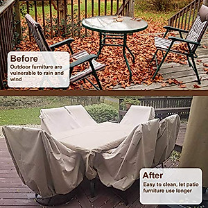 FDW Patio Furniture Covers Outdoor Patio Table Chair Sets Covers BBQ Grill Gas Grill Cover 600 * 300D Polyester Fabric Resistant UV Resistant Waterproof Dust Proof Garden, Khaki (36x41x41 Inches)