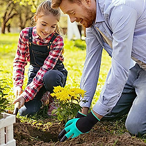 Gloryfox Gardening Gloves with Claws, Waterproof and Breathable Garden Gloves for Digging, Planting, Branch Trimming and Seedling, Best Gifts for Gardeners(2 Pair with Claws, Purple&Blue)