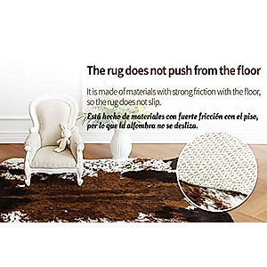 Soft Medium Faux Cowhide Rug (4.3ft x 5.6ft) - Cruelty-Free Animal Hide Carpet - Non-Slip Rug, Cow Print Decor - Farmhouse, Western Floor Rugs for Living Room, Bedroom, Dining Area or Office