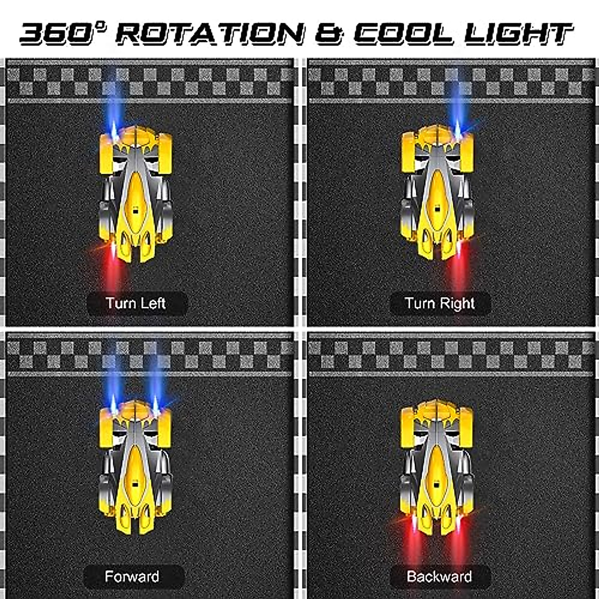 HScopter 2.4Ghz Wall Climbing Remote Control Car,RC Cars 360° Rotating Stunt Car with LED Lights Rechargeable Battery Gift Kids Toys for Boys Girls Birthday Chirstams Party Xmas