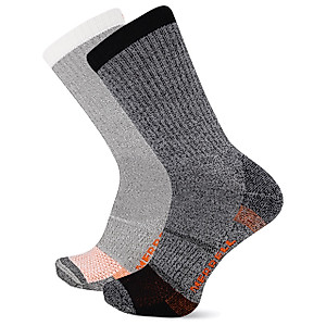 Merrell Unisex Adults Mens And Women's Socks - 2 Pair Pack Moisture Management Blister Prevention Performance Safety Toe Crew, Charcoal Assorted, Medium-Large US