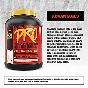 Mutant Pro - Triple Whey Protein Powder Supplement - Time-Released for Enhanced Amino Acid Absorption - Decadent Gourmet Flavors (Vanilla Milkshake, 5 lbs)