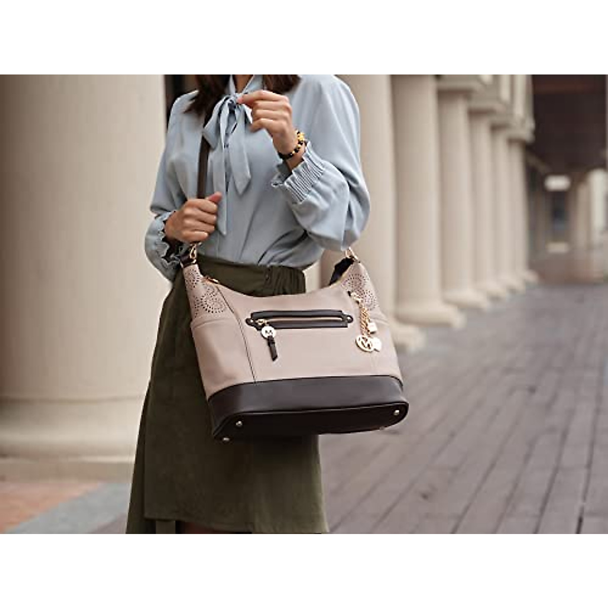 MKF Collection Shoulder Bag for Women, Wristlet Wallet Purse Top-Handle Hobo Bag