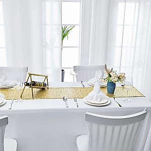 2 Packs 12 x 72 inches Gold Sequin Table Runner, Glitter Runner for Birthday Party Supplies Decorations Wedding Bachelorette Holiday Celebration Bridal Shower Baby Shower