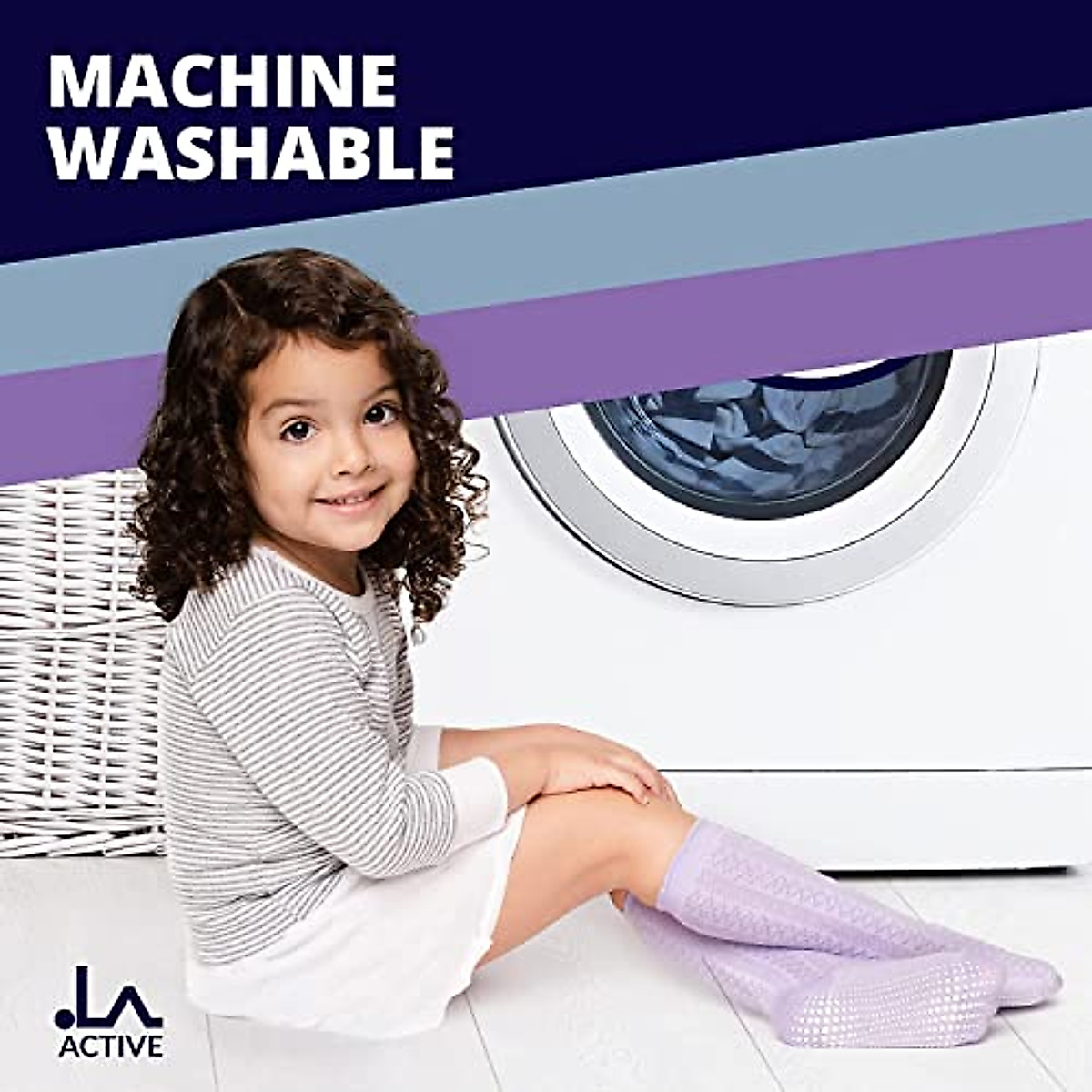 LA ACTIVE Girls Knee High Socks Cozy Warm Cotton Uniform Athletic Socks for Toddlers Dress Socks