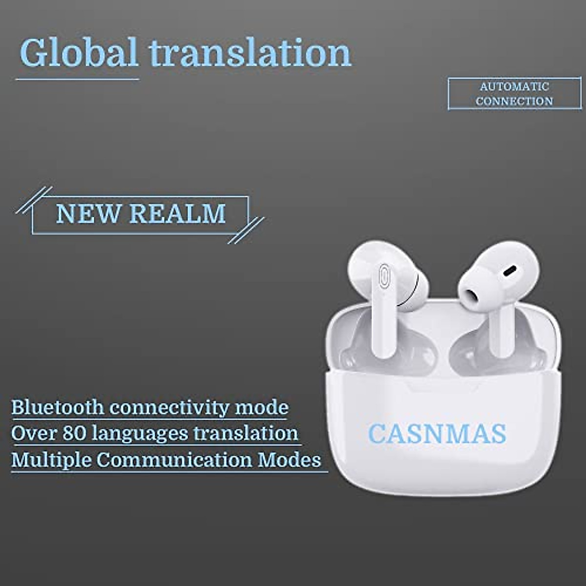 LptesoAABBCC Translator Device Smart Voice Translator Earbuds, 84 Language Translator Wireless Bluetooth Instant Voice Translation Device with APP, Translator Earphone for Business Travel Learning