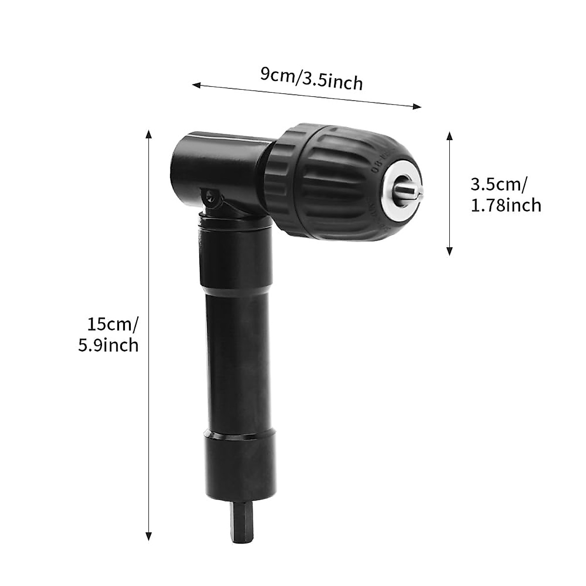 0.8-10mm Right Angle Bend Extension 90 Degree Right Angle Electric Drill Chuck Cordless Drill Adapter Right Angle Drill Attachment(size:8mm)