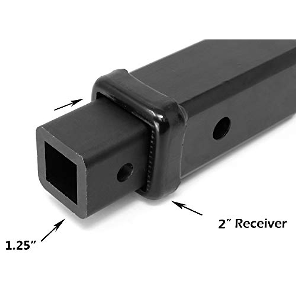 LFPartS from 2" to 1-1/4" Metal Trailer Receiver Hitch Adapter Converter for and Cargo Carriers from 2 inches to 1.25 inches with Anti-Rattle No Wobble Stainless Steel Hitch Pin Bolt Kit