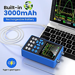Digital Oscilloscope with 2 Channels 120Mhz Bandwidth Signal Generator 500MSa/s Sampling Rate, 2.8" LCD Backlight Display, Waveforms Storage, 3 Scan Modes, XY/YT/Roll, FFT Spectrum, Single Trigger