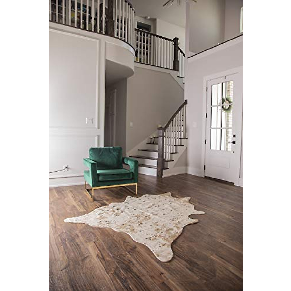 Faux Cowhide Rug - Beautiful Acid Wash Cowhide Rug. Western Throw Rugs for Office, Bedroom, Nursery or Living Room with Our Rustic Area Rugs for Living Room (Tan Gold)