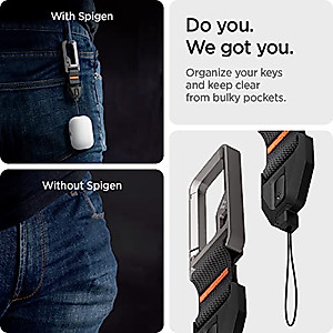 Spigen Rugged Armor Case and Lanyard with Carabiner Designed for AirPods Pro 2nd Generation Case (2022) - Black