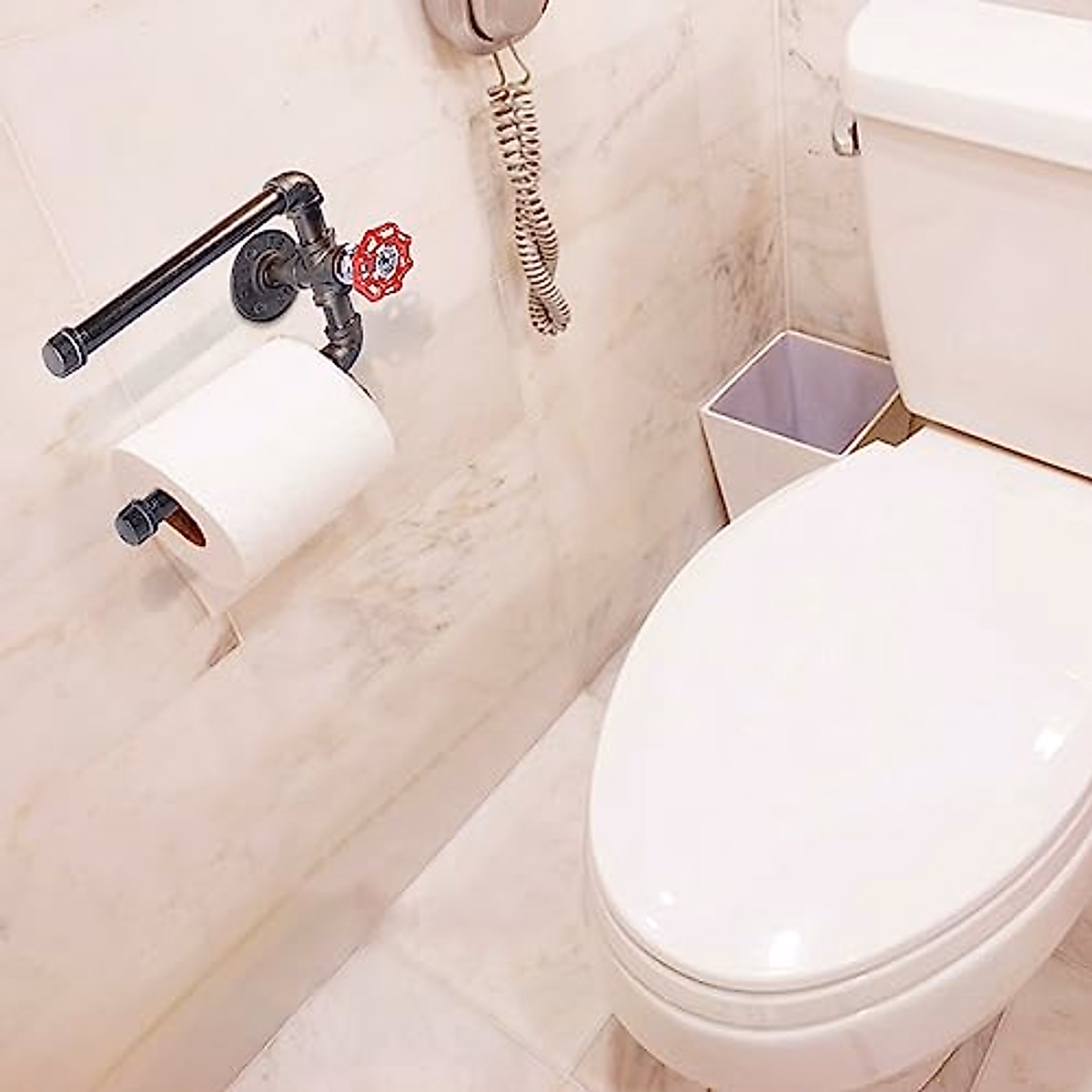 MENZOM Industrial Vintage Wall Mount Towel Rack - Industrial Tubular Paper Towel Rack, Heavy Duty Rustic Iron Pipe Design, Matte Black, with Hardware, for Bath Towels Towels(G)