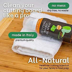 GREENER CHEF Premium Italian Food-Grade Wood Cutting Board Oil Spray & Butcher Block Oil Conditioner, 100% Walnut Oil for Bamboo Chopping Boards, Food Safe, Mineral Oil & Aerosol-free - Made In Italy