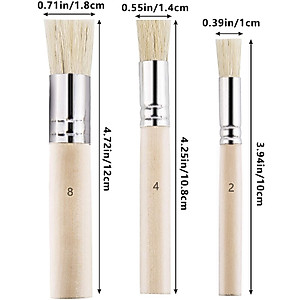 LUTER 6Pcs Wooden Stencil Brushes, Natural Bristle Stencil Brushes for Acrylic Painting, Oil Painting, Watercolor Painting, Card Making, DIY Art Crafts Project (3 Sizes)