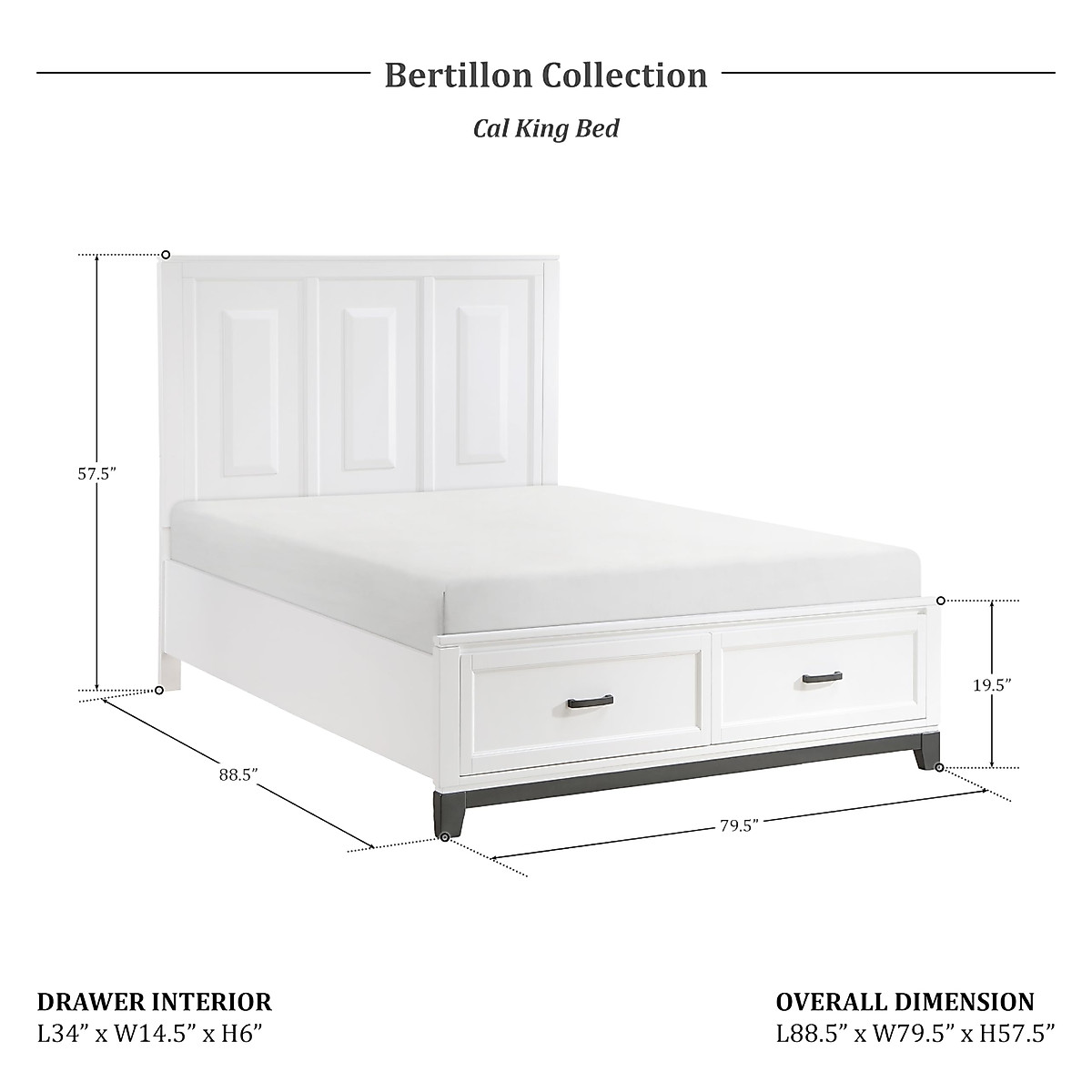 Lexicon California King Bed Frames with Headboard, Modern Bed Frame, Wood Platform Bed with Footboard Storage and Slats, No Box Spring Needed, Easy Assembly, 2-Tone Finish (White and Metallic Grey)