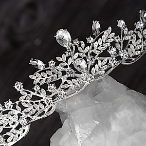 SWEETV Silver Tiara Crown for Women,Princess Tiaras for Girls,Crystal Retro Hair Accessories for Wedding Birthday Prom Pageant Quinceanera