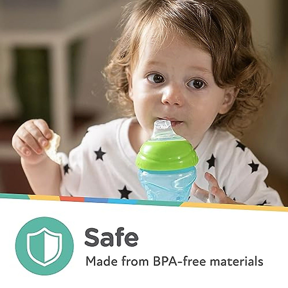 Nuby Clik-It Soft Spout No-Spill Easy Grip Sippy Cup for Boys - (3-Pack) 10 Oz - 6+ Months