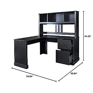 OPTOUGH Hutch,Home Office Table Computer Bookshelf,Writing Study Desk for Bedroom,Antiqued Black Finish