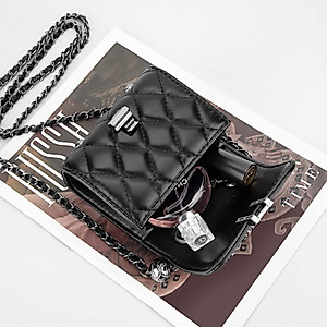 Mini Purse Clutch for Women, Black Quilted Lattice Mini Cute Crossbody Bag, Trendy Small Shoulder Handbag with Chain Strap
