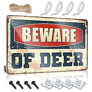 Dsoluuing Bar Signs for Home Bar Funny Beware of Deer Sign Retro Room Decor Metal Sign Funny (Size : 20X30CM)